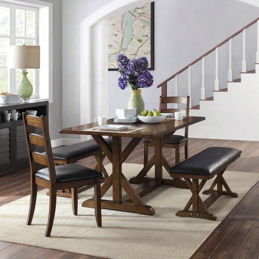 Granary Modern Farmhouse Ladderback Dining Chairs Set Of 2 Aged Brown ...
