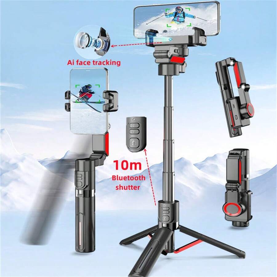 2025 New AI Face Tracking Stabilizer 360 Auto Rotation Follow Gimbal With Fill Light Remote ...