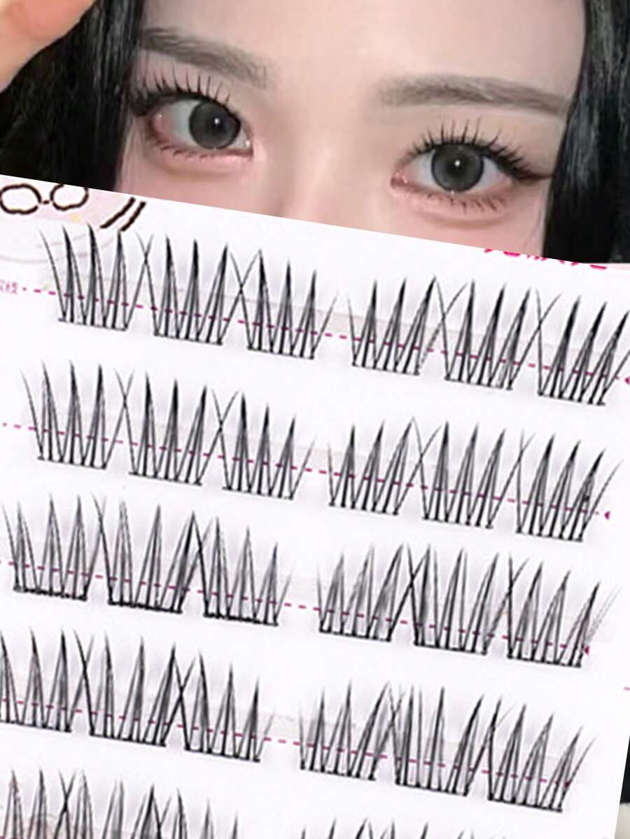 36pcs Self-Adhesive Fake Eyelashes For Women, Natural Segmented Cartoon ...