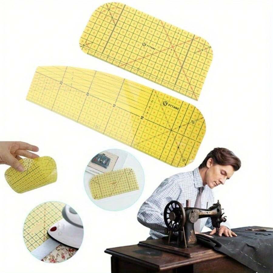 2PCS Sewing Ruler, Hot Ironing Ruler, Large And Small Sizing Ruler ...