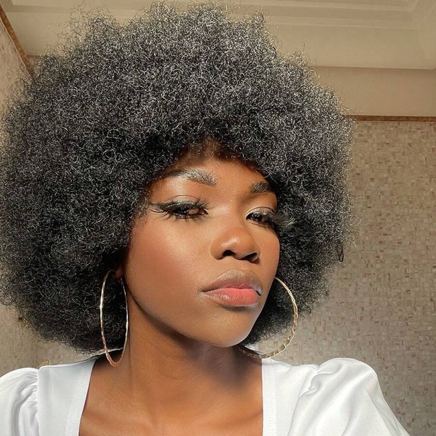 Natuurlijke pluizige Afro Kinky krullende pruiken voor vrouwen ...