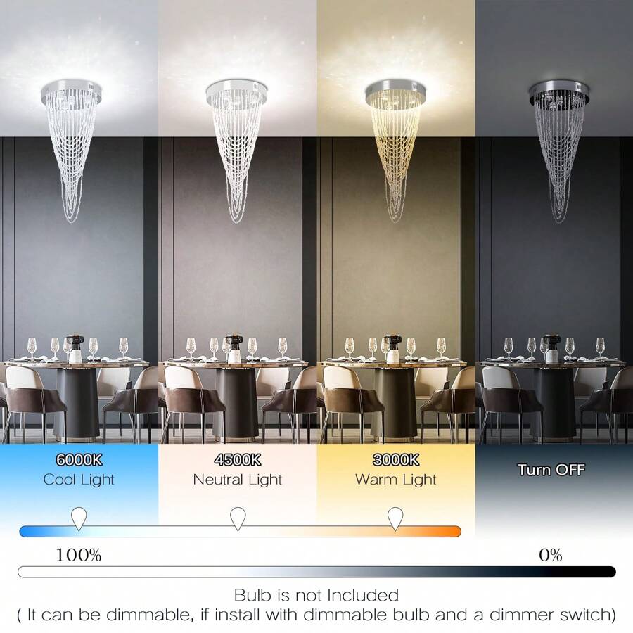 Modern Crystal Chandelier, Flush Mount Crystal Ceiling Light Fixture ...
