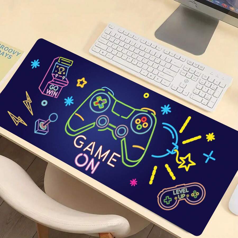 Gaming Schreibtisch Matte - Neon Design mit glatter Stoffoberfläche ...