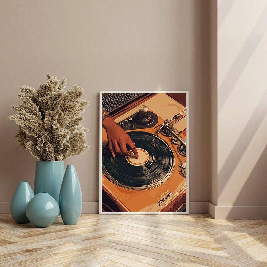 1pc Broken Vintage Turntable Wall Art Picture Canvas Prints Paintings African American Music ...