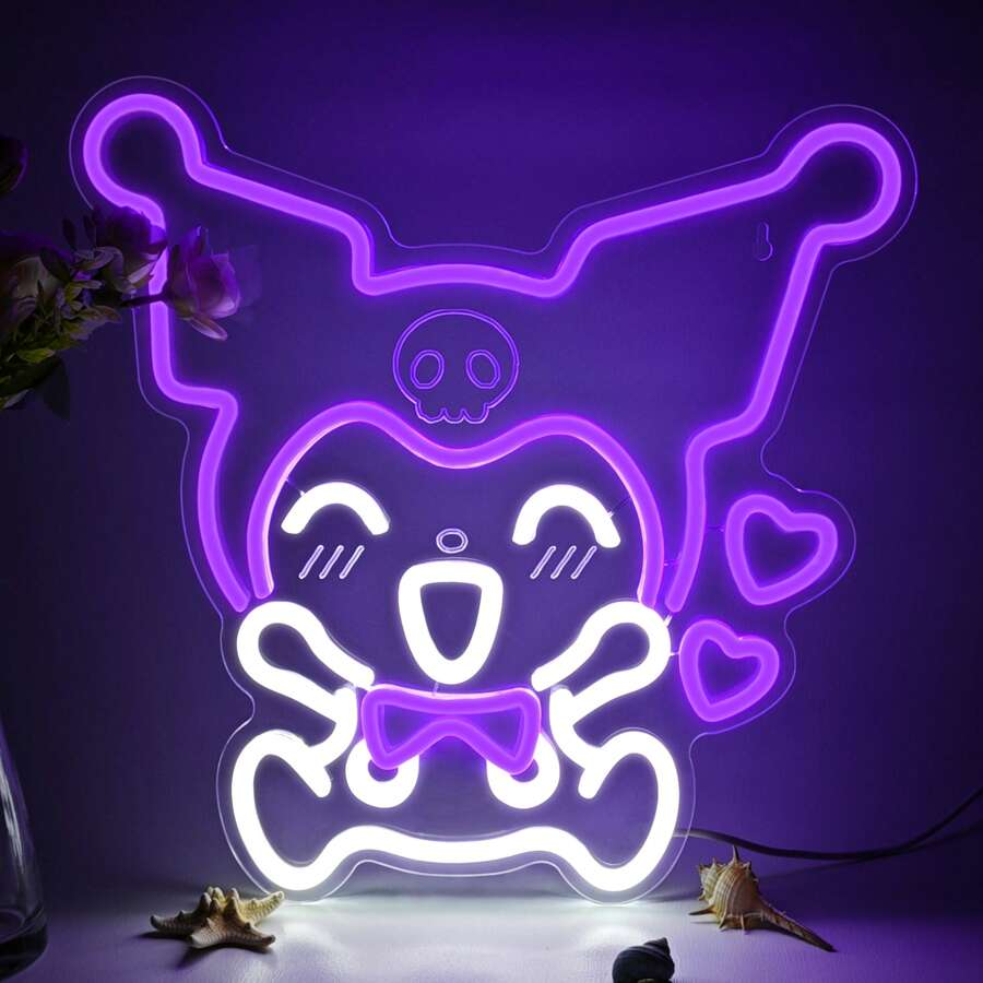 Sanrio Cute Kuromi Neon Sign Kawaii Signs For Wall Decor Adjustable ...