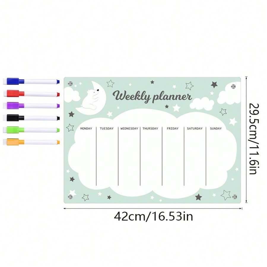 Colorful Cartoon Magnetic Acrylic Weekly Planner Notepad Message Board ...