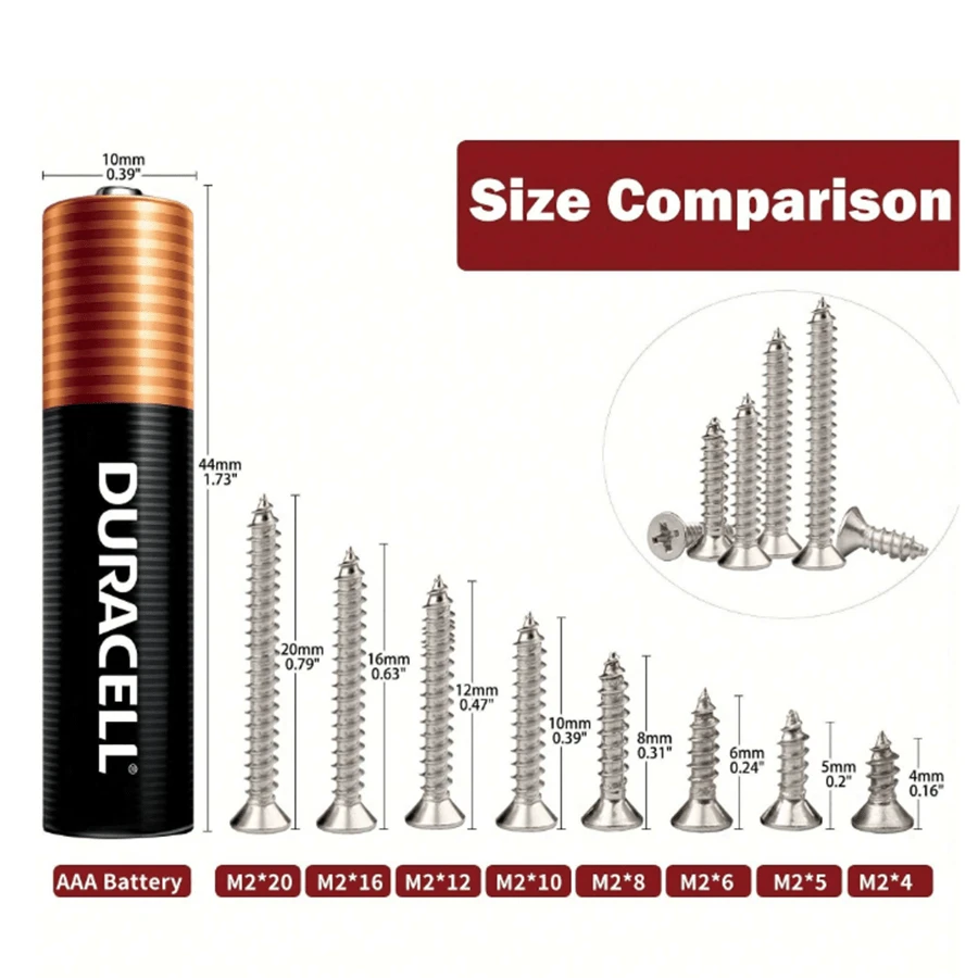 1070pcs Screws Assortment Kit, Phillips Tips Screws Set, Screws, Flat ...