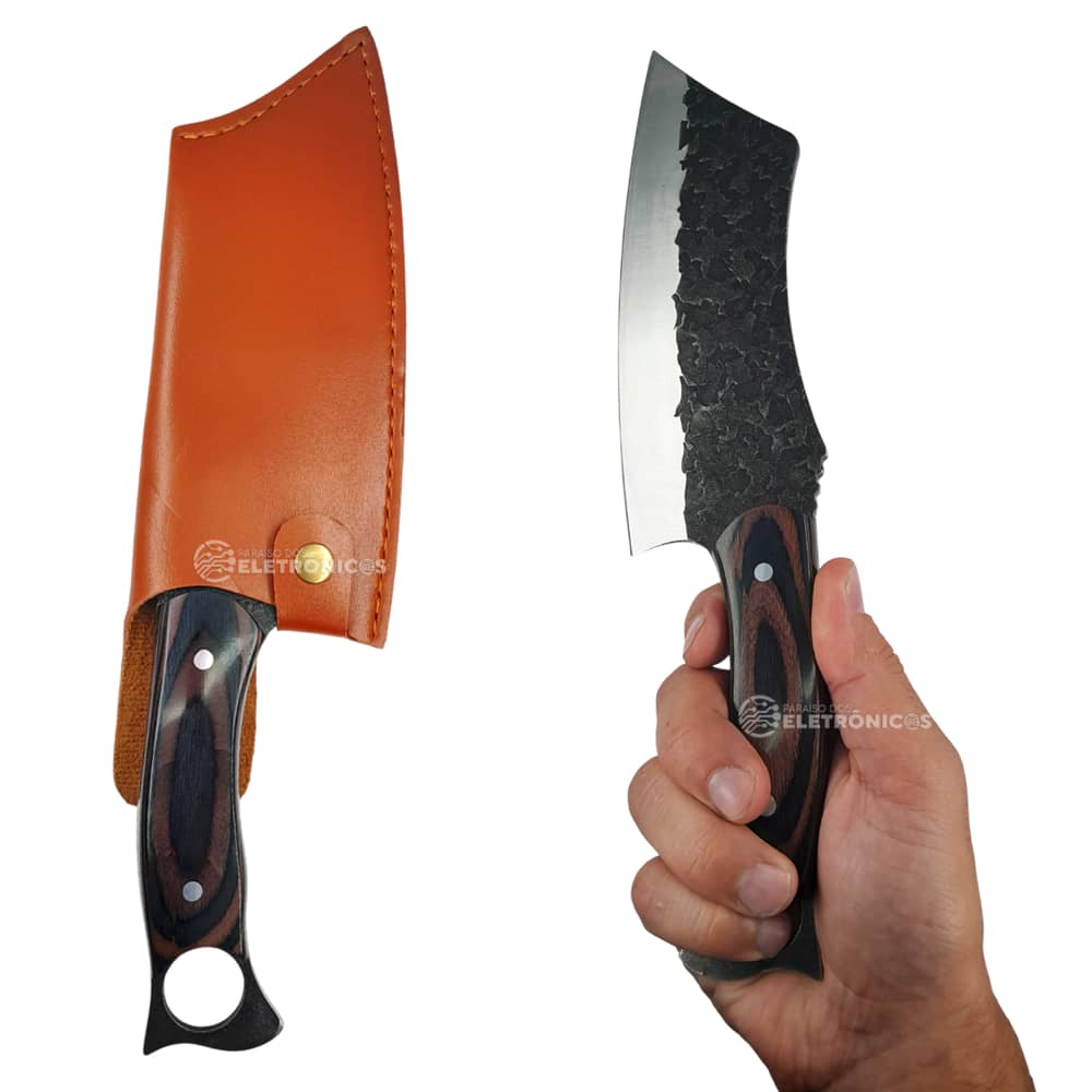 Electronics Paradise Professional Full-Tang Axe Cleaver Stainless Damascus Steel And Wood ...