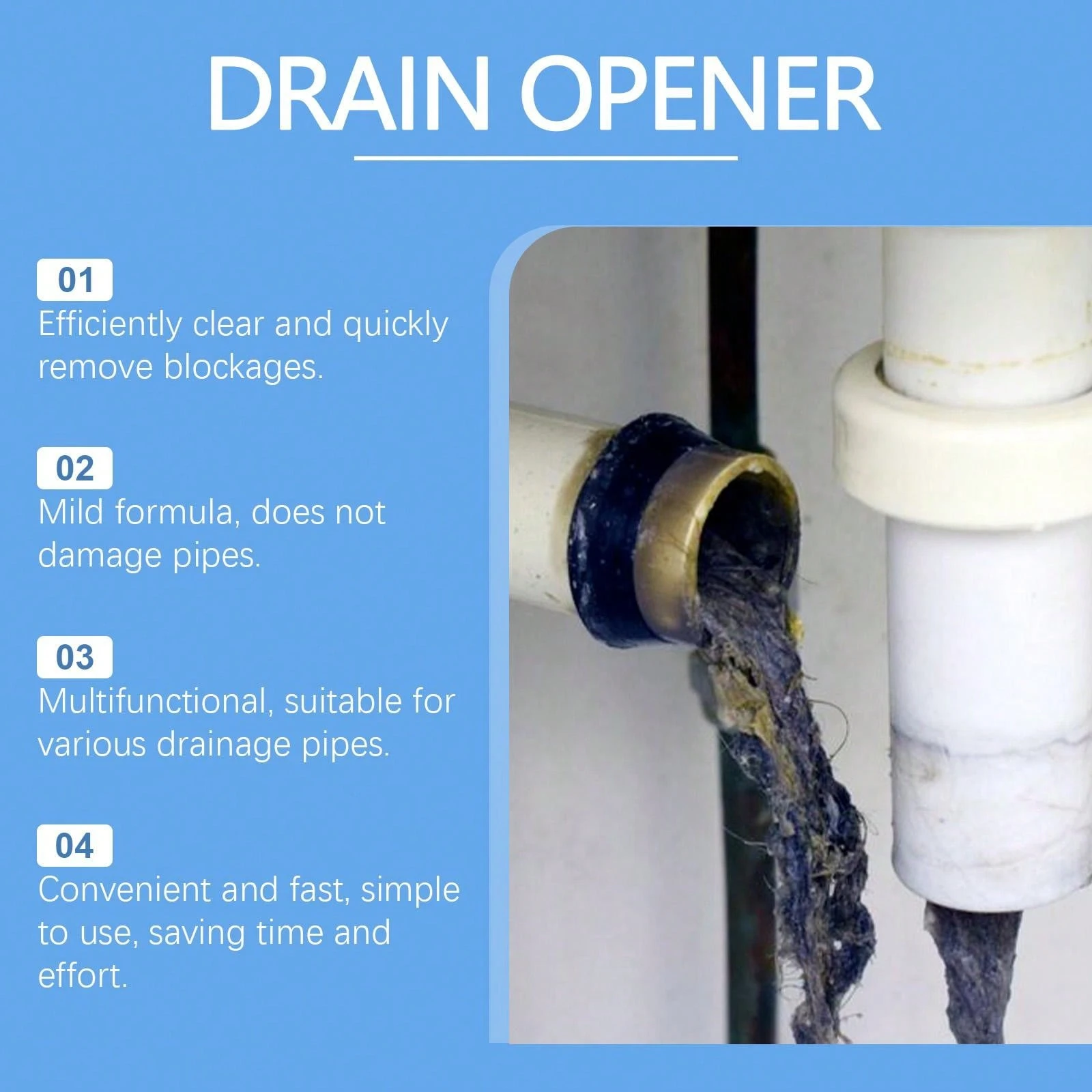 Drain Pipe Cleaning Powder, Dissolving & Unclogging Cleaner For Kitchen ...