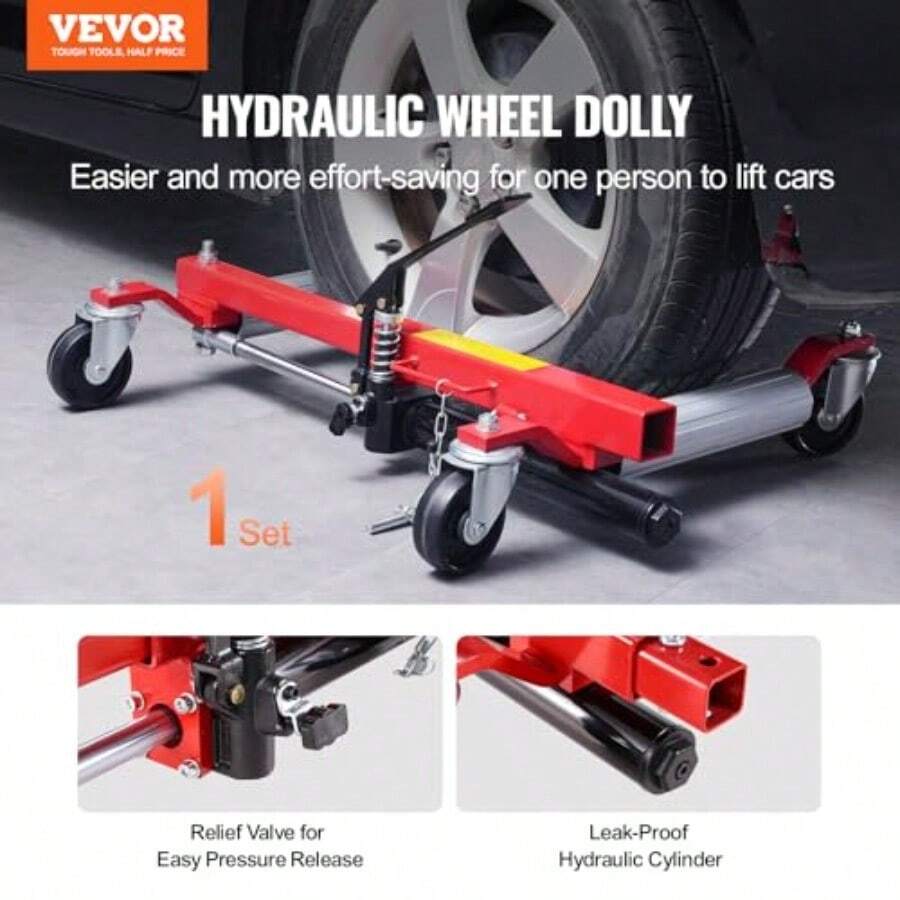 VEVOR Wheel Dolly Max Capacity 1500 Lbs Car Dolly Car Dolly Lifter With ...