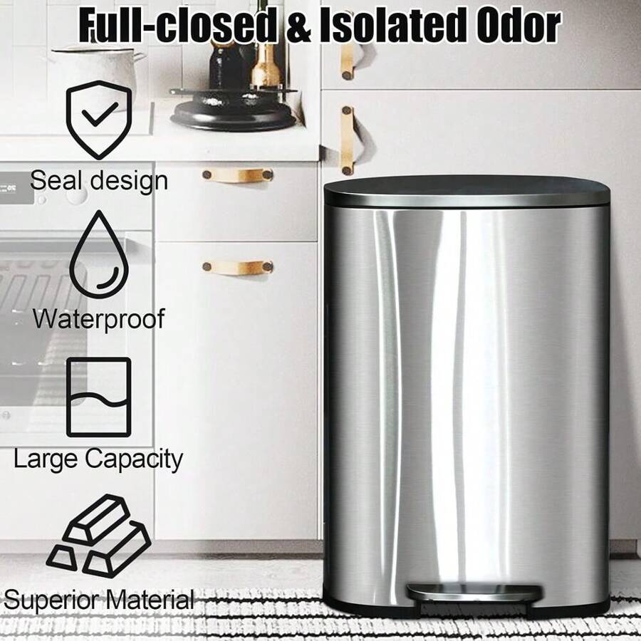 13 Trash Can For Kitchen Office Pedal Step Stainless Steel Garbage Can ...