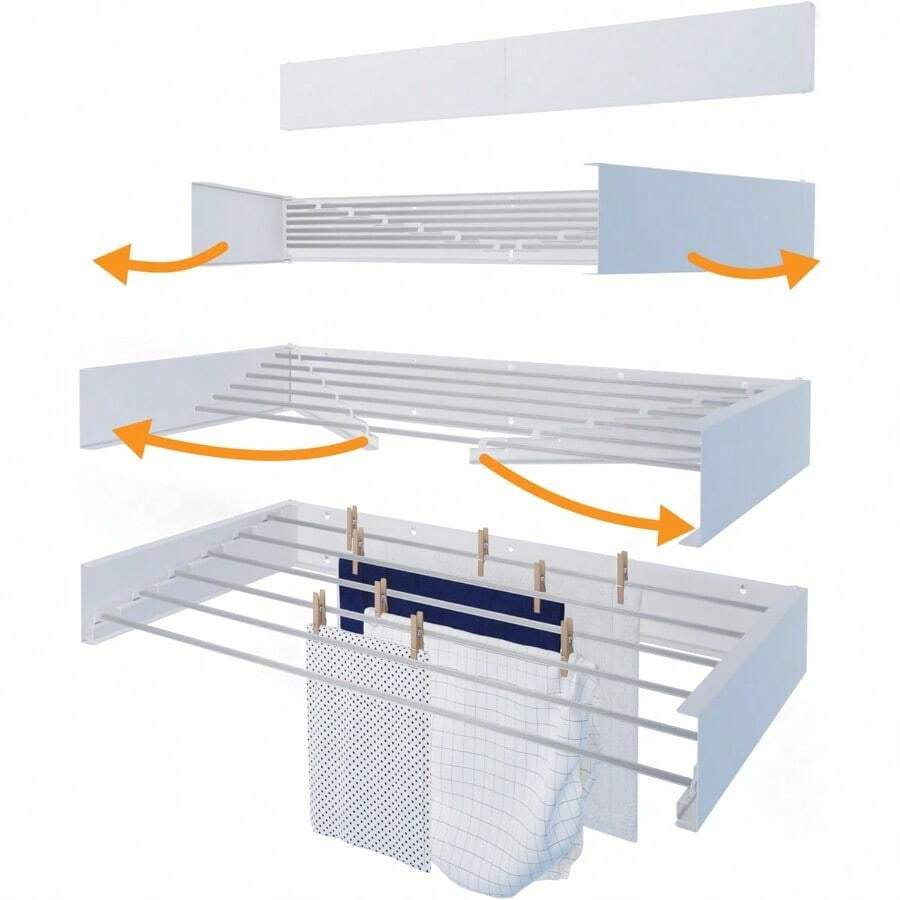 Hot Flow Glide Foldable Wall Mounted Clothes Rack Retractable Clothes ...