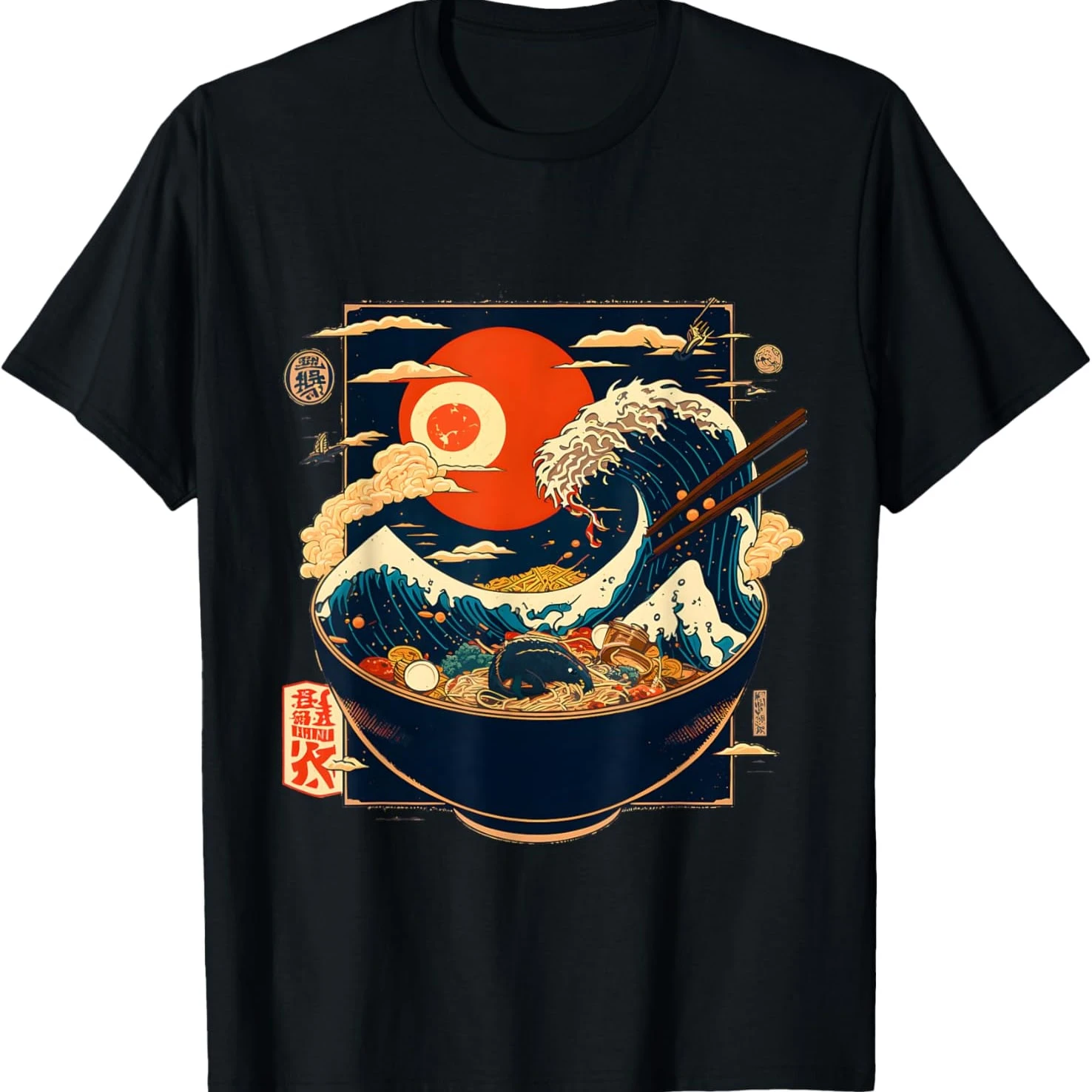 Japanese Kanagawa Wave Ramen Graphic Retro Anime Noodles Art T-Shirt ...