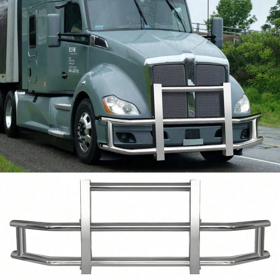 Stainless Steel Deer Guard Bumper For Kenworth T680 2022 With Brackets ...
