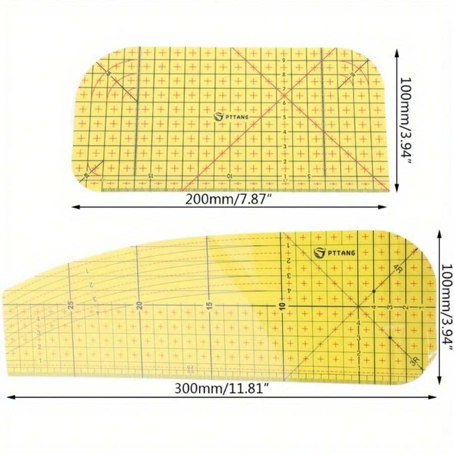 2PCS Sewing Ruler, Hot Ironing Ruler, Large And Small Sizing Ruler ...