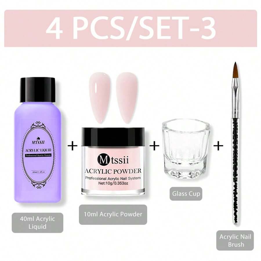 Mtssii 4pcs Acrylic Nail Kit, Nail Acrylic Powder And Liquid Set ...