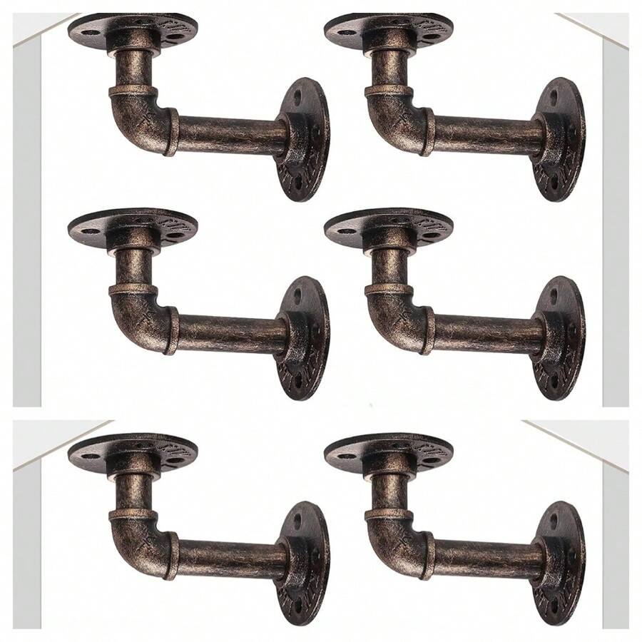 4 Pc Tube Rack Pipe Shelf Brackets For Wall, Industrial Metal Floating Shelves For Scaffolding ...
