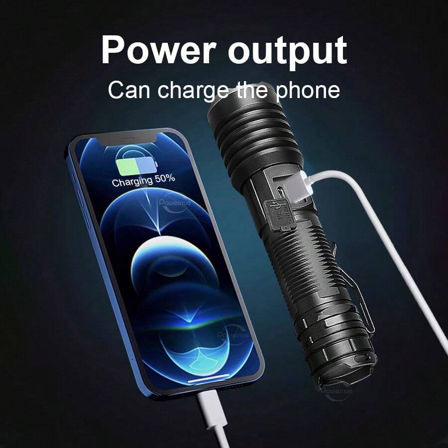 Super Bright XHP160 Powerful LED Flashlight 6 Modes High Power Long Range Tactical Flashlight ...