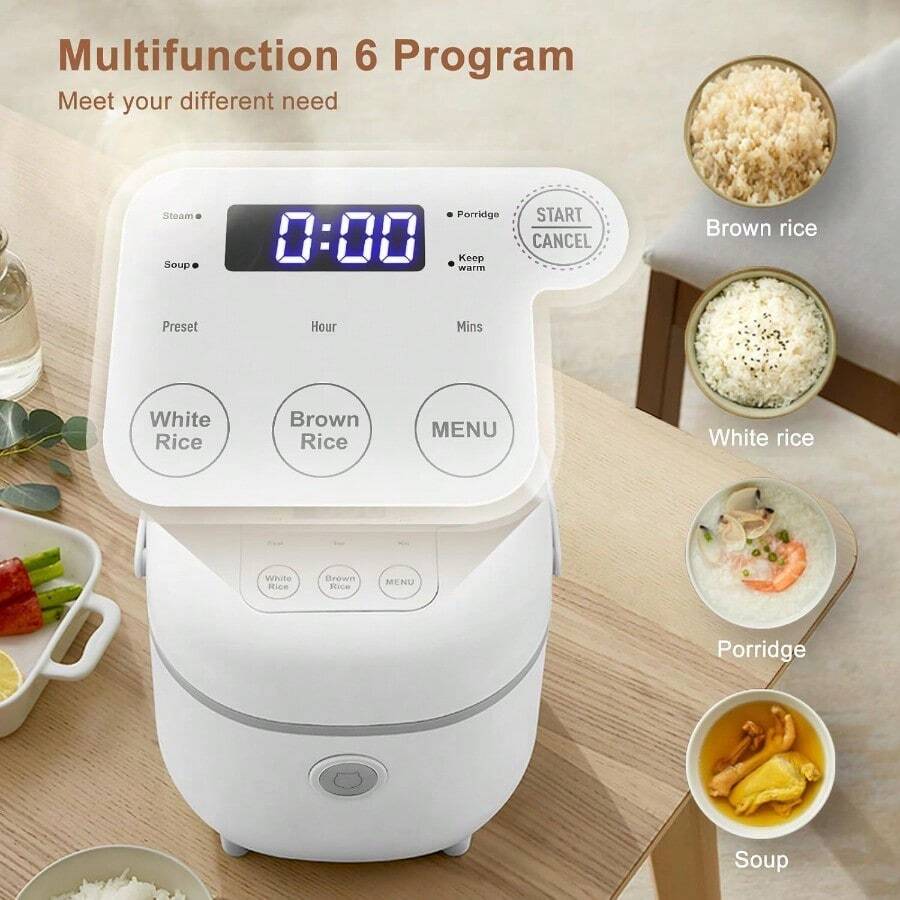 Bear 6 Multifunctional 4 Cups Uncooked Rice Cooker With Steamer For 1-4 ...