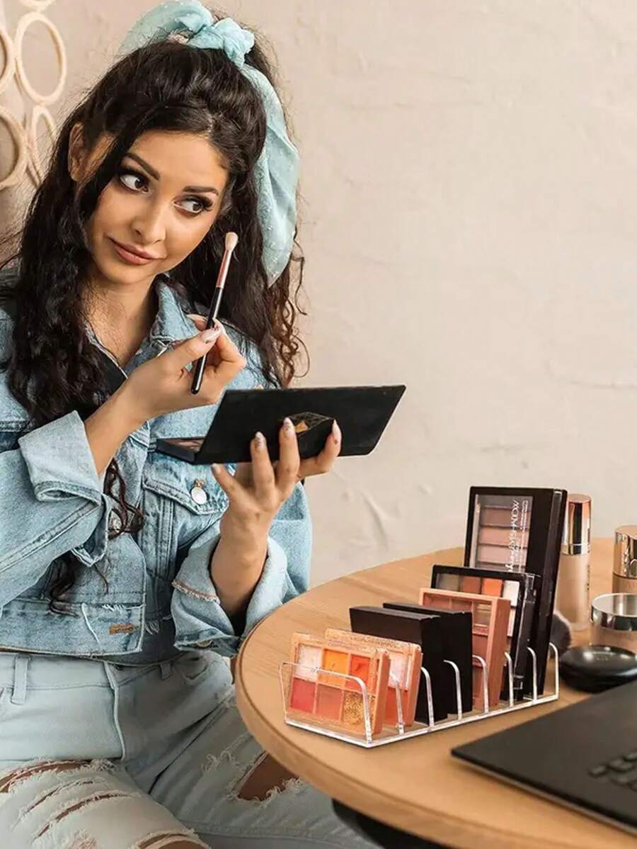 1pc Bohemian Style Transparent Acrylic Eyeshadow Palette Organizer ...