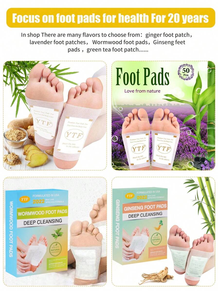 20PCS Ginger Foot Patch Natural Bamboo Deep Cleansing, Adhesive Foot ...