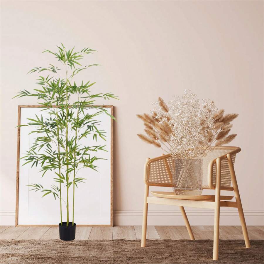 Artificial Bamboo Tree, Tall Natural Bamboo Trunk Fake Greenery Plant ...