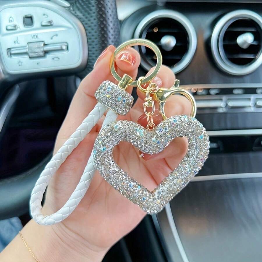 Ff-[Single Heart-Shaped Rhinestone Keychain] Resin Heart-Shaped ...