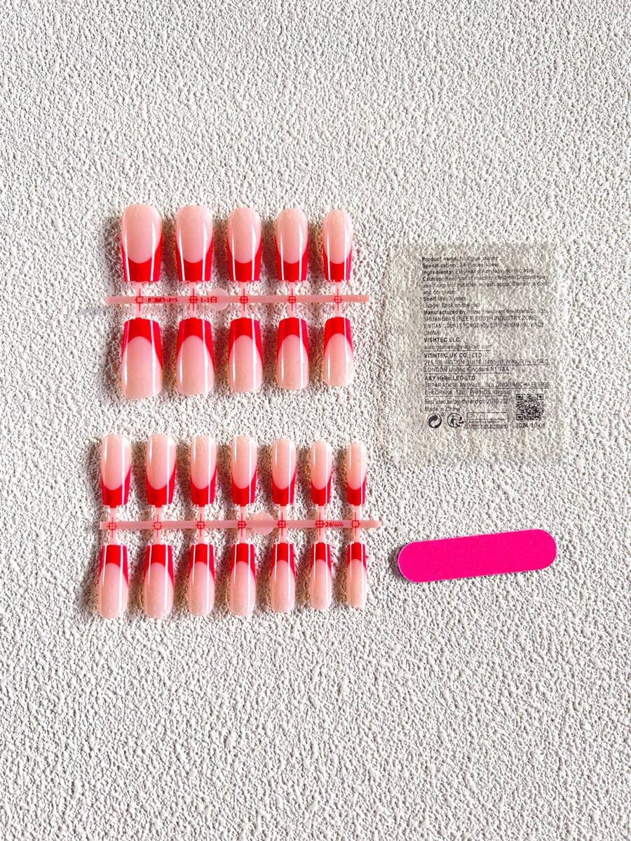 Enhance Your Appearance With 24 Rectangular Red French Minimalist ...