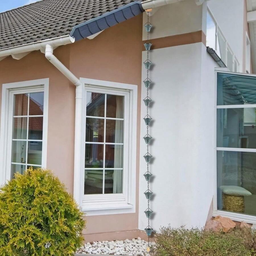 Tfro & Cile Rain Chain Gutter Downspout Catcher Outside Water Diverter ...