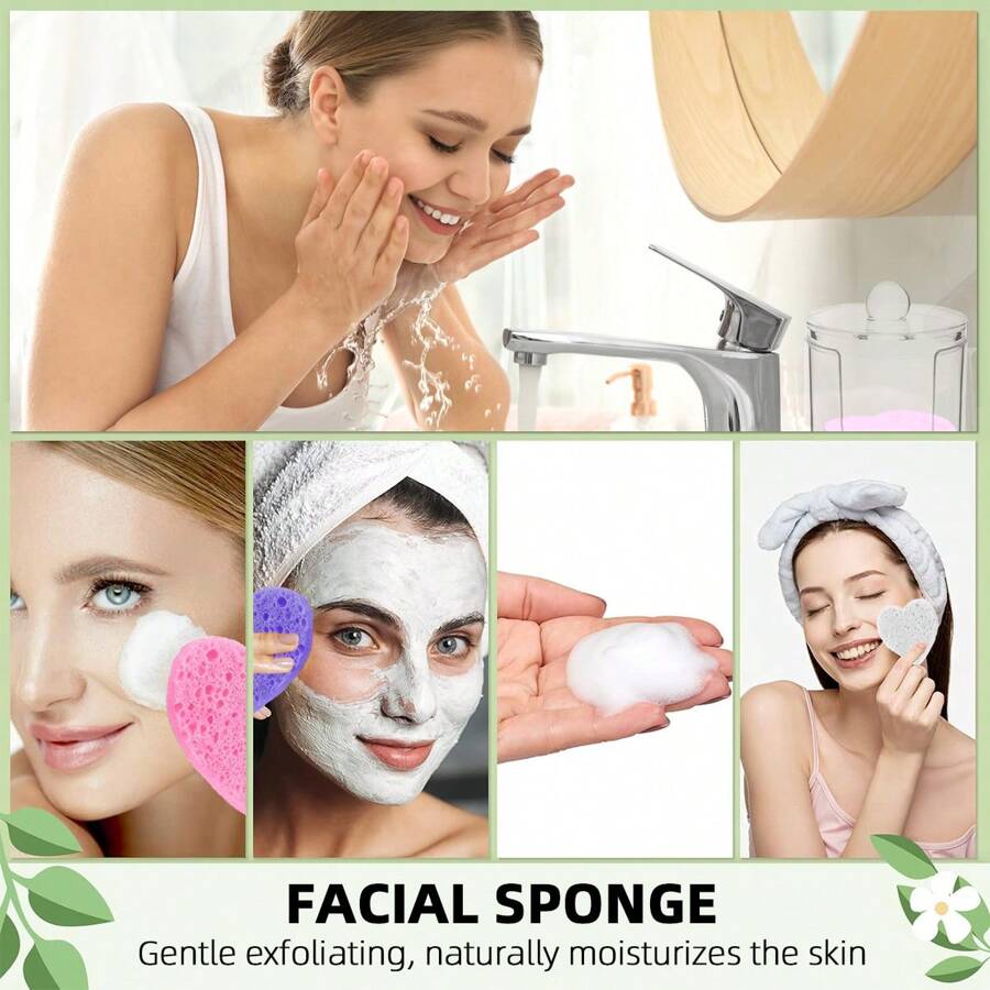 50-Count Compressed Facial Sponges, 100% Natural Cosmetic Spa Sponges ...