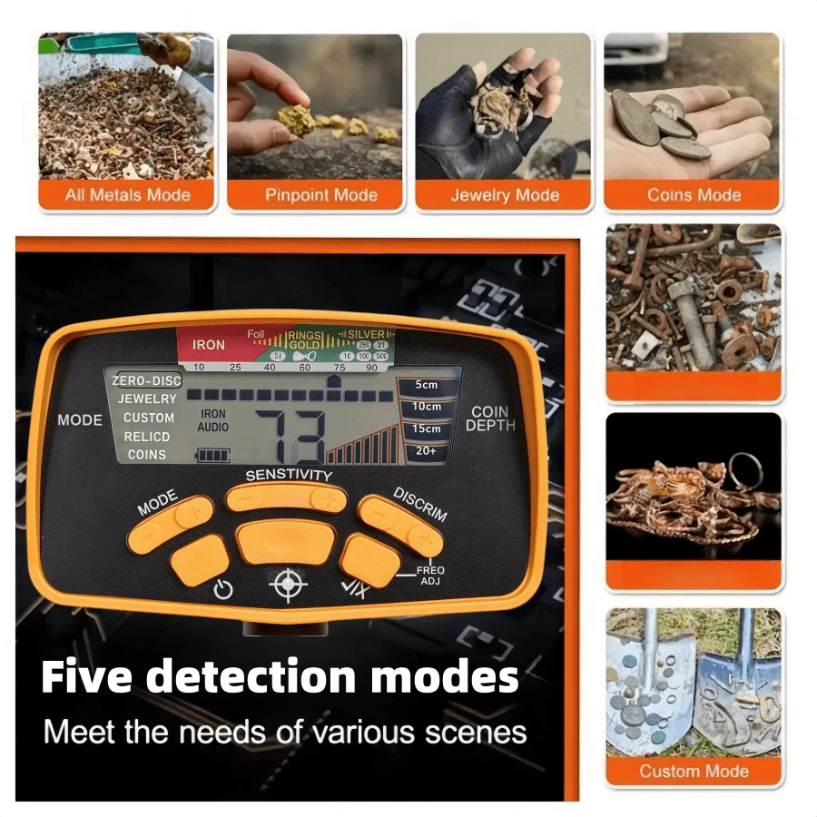 Detector de Metais Adulto com 5 Modos, Caçador de Tesouros Subterrâneo ...