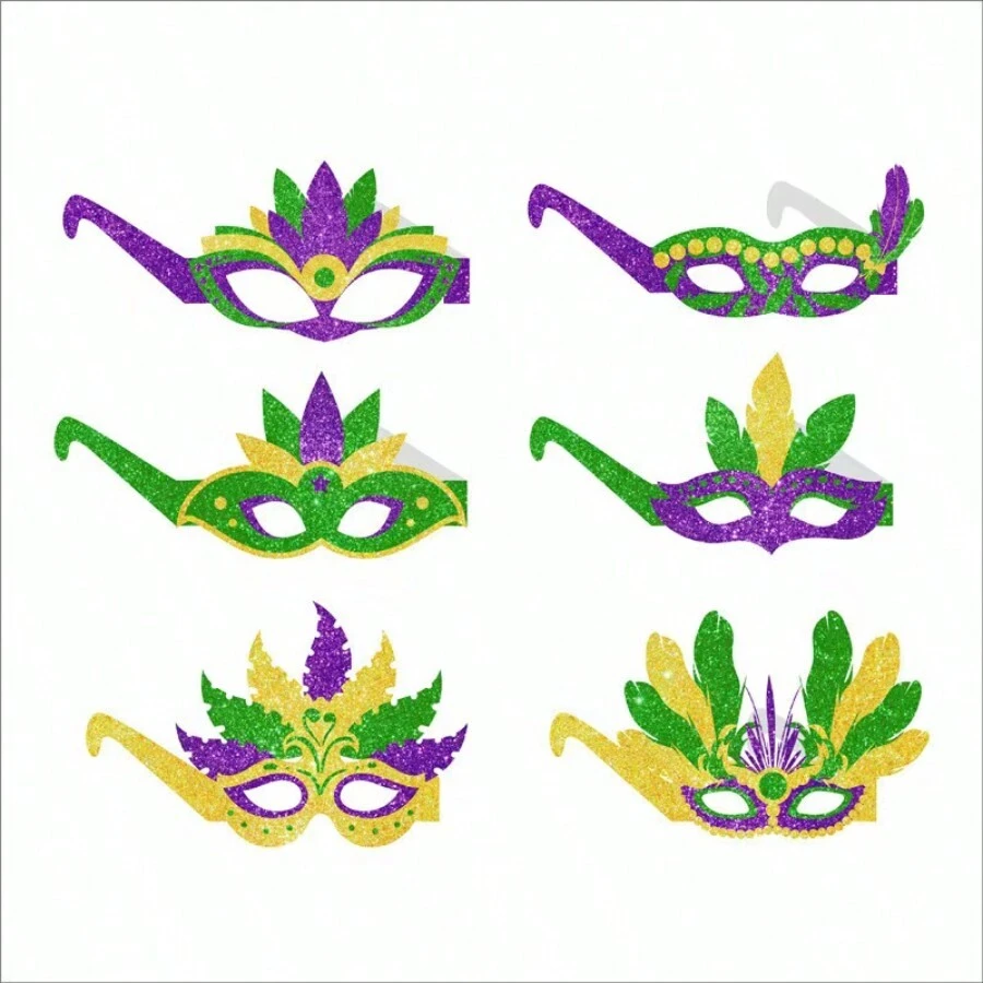 6pcs Carnival/Masquerade Party Photo Prop Paper Glasses, Eyemasks And ...
