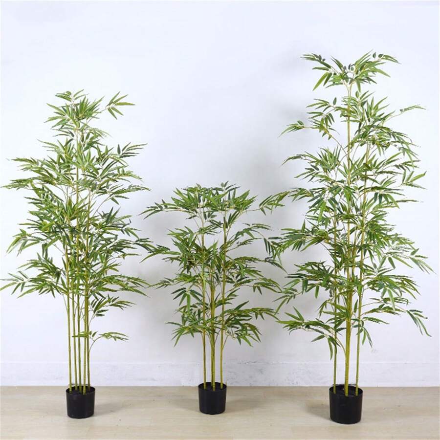 Artificial Bamboo Tree, Tall Natural Bamboo Trunk Fake Greenery Plant ...