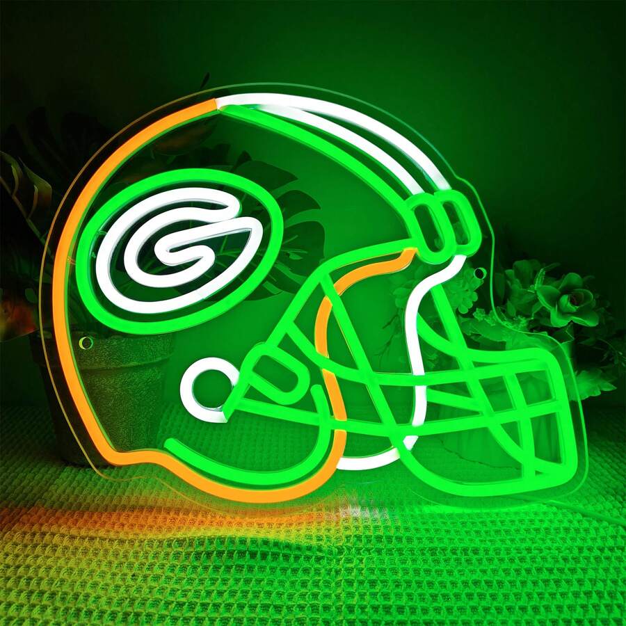 Heliwey Green Football Helmet Neon Sign, LED Neon Light Wall Decor For ...