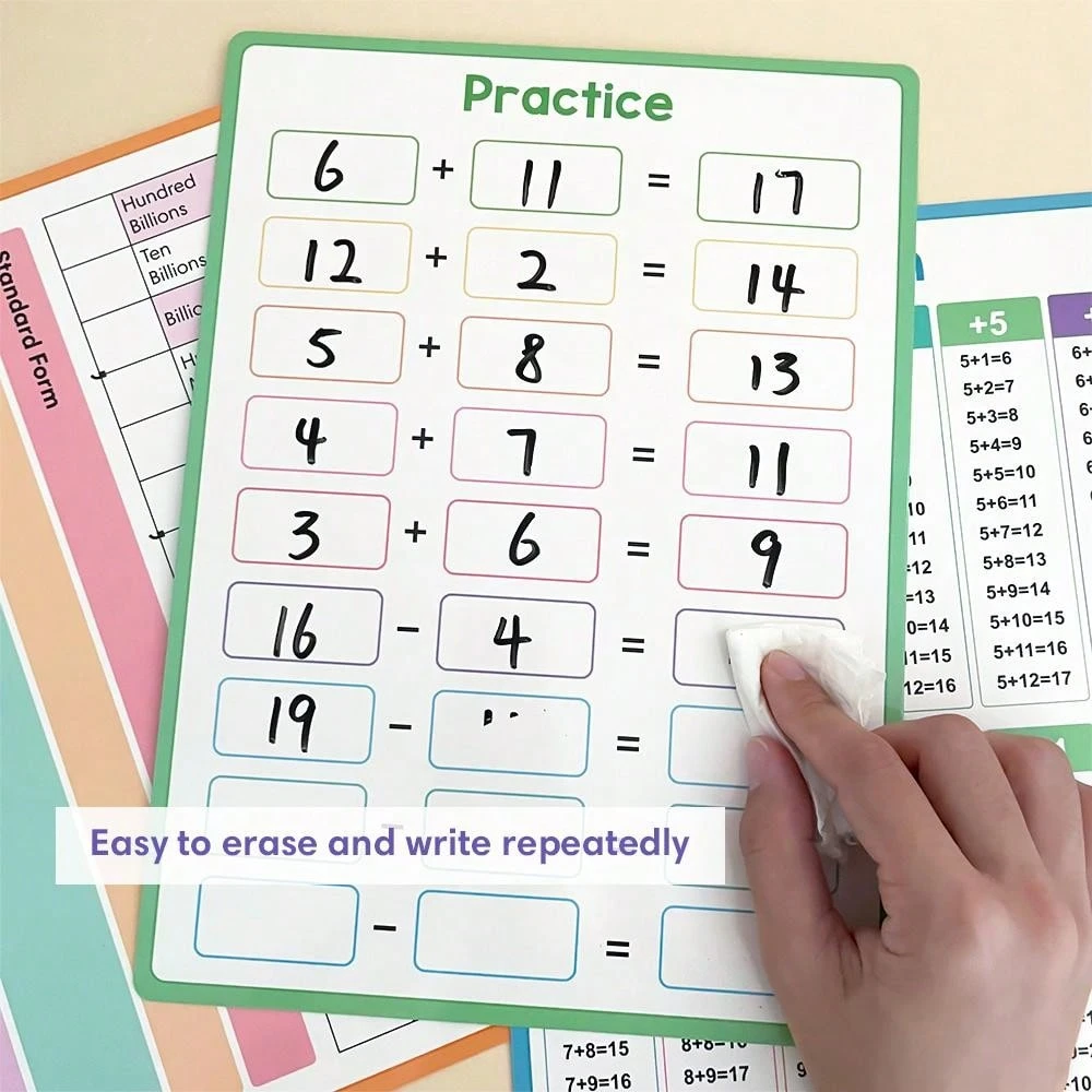 Lachilly 4pcs Addition & Subtraction Whiteboard Dry Erase Double Side ...