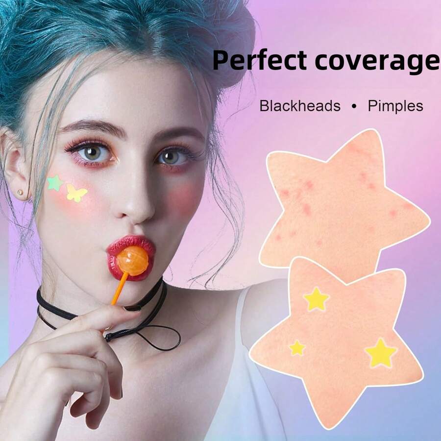 Colorful Star Pimple Patches, Hydrocolloid Acne Spot Stickers ...