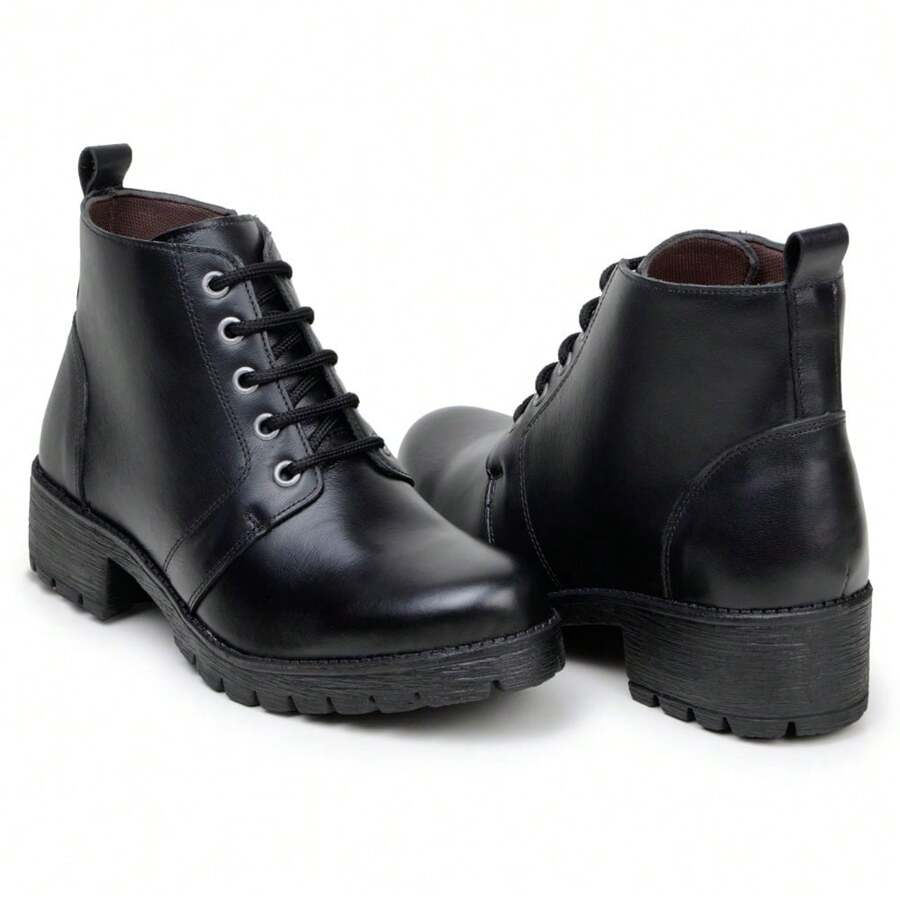 Women's Ankle Boot Low-Cut Leather Boot With Side Zipper Super Soft | شي إن