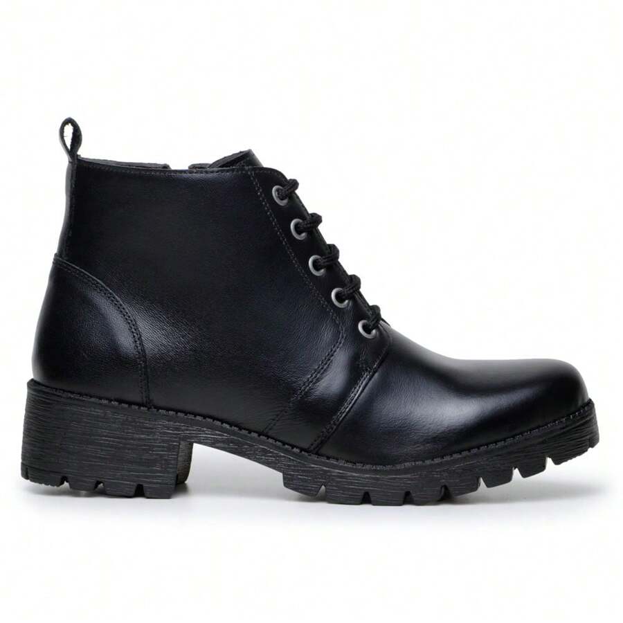 Women's Ankle Boot Low-Cut Leather Boot With Side Zipper Super Soft | شي إن
