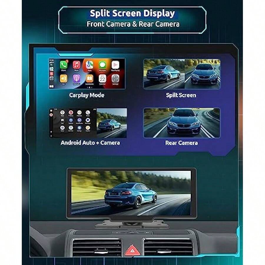 Portable Car Radio Wireless Carplay Screen With Dash Cam Rimoody 10.26 ...