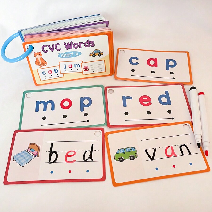 Lachilly English Phonics CVC Word Flashcards (60 Cards) Children ...