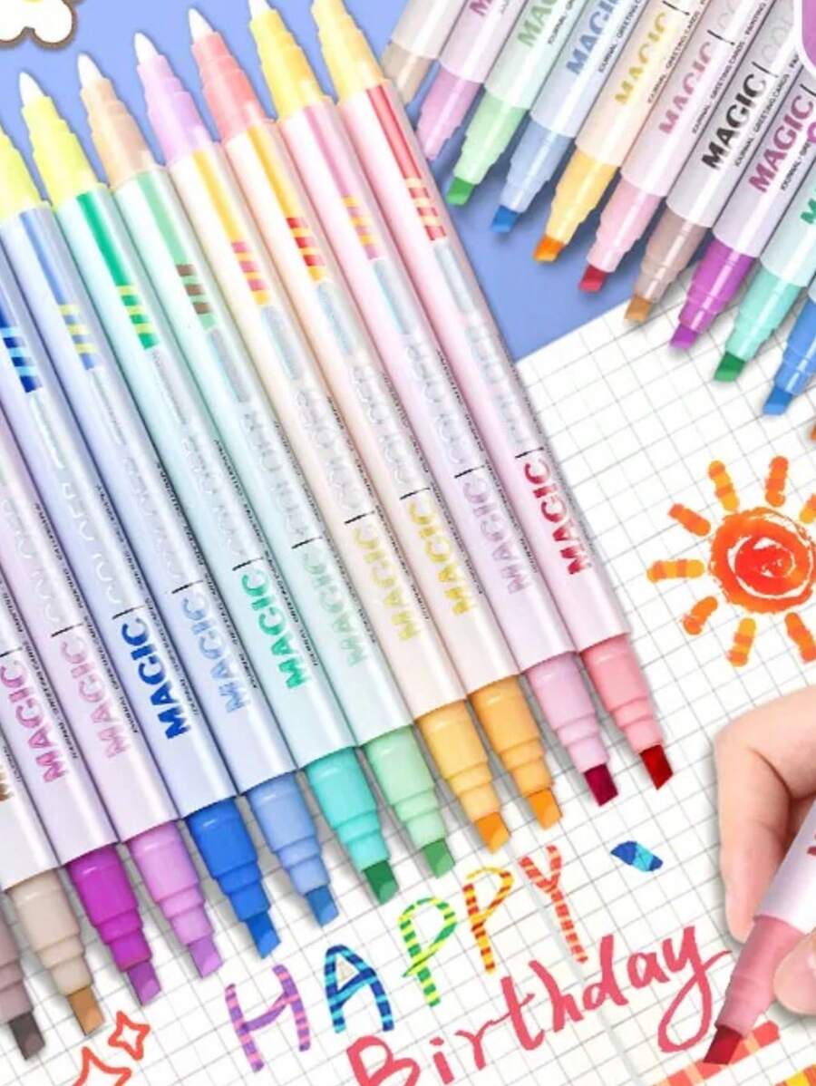 Double Headed Magic Color Changing Fluorescent Pen Marking Pen ...