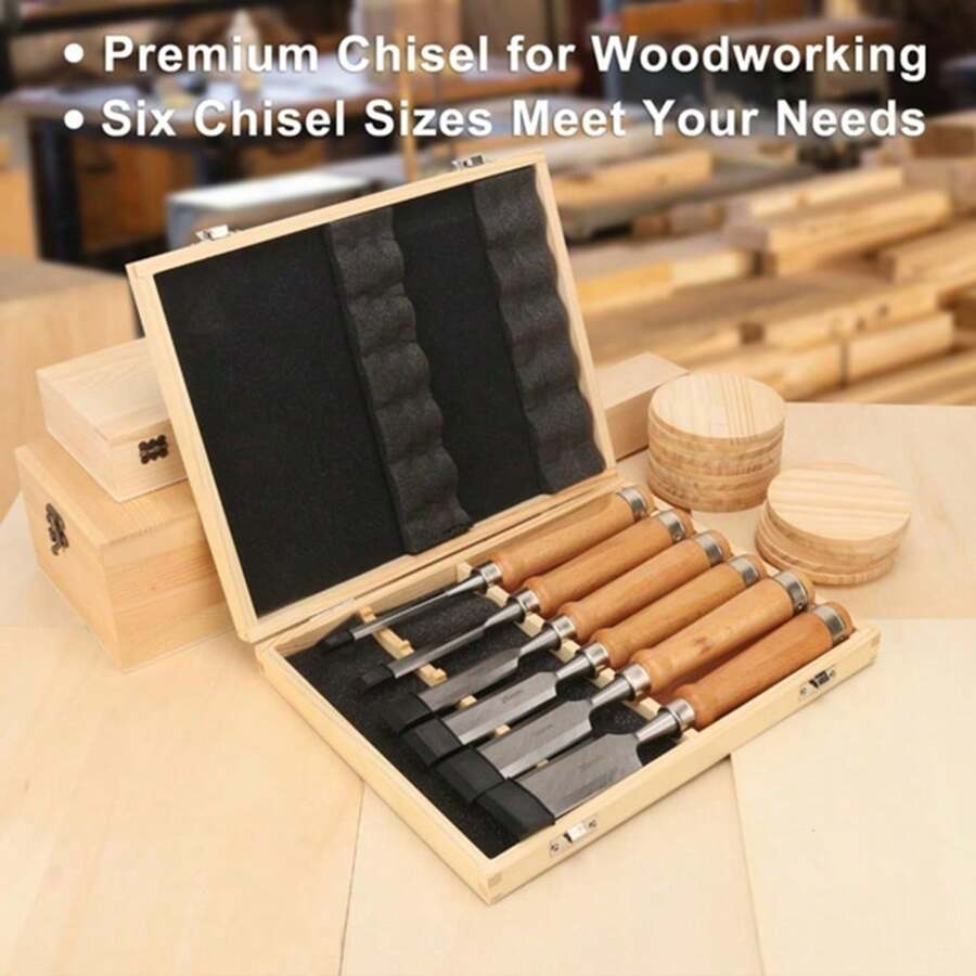 6 Pieces Wood Chisel Tool Sets Woodworking Carving Chisel Kit With ...