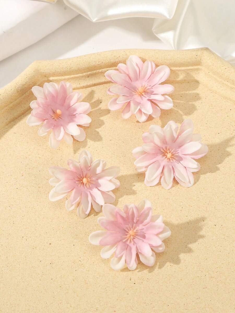 5pcs Peach Blossom Faux Flower Cute Hair Clips Claw Clips Hair Claws ...
