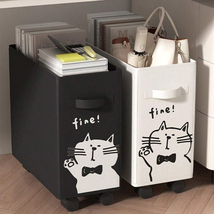 1pc Wheeled Under-Desk Organizer Cart, Office Workstation Storage ...