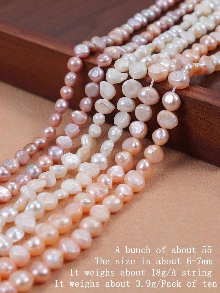 10pcs/String, Approx. 55 Pieces In Total Of 6-7mm Naturally Colored ...