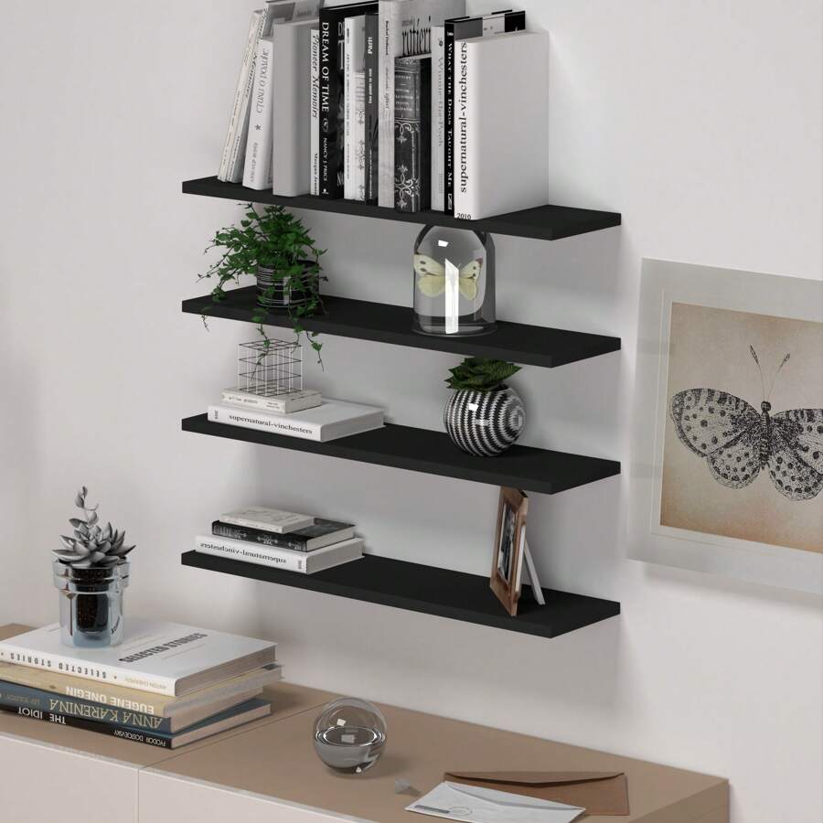Kit Of 4 Shelves 60cm X 20cm In MDF - Invisible Support Organizer ...