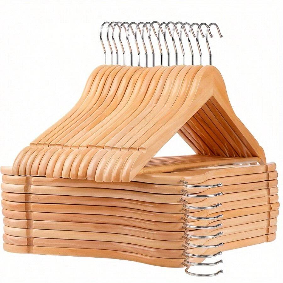 Wooden Clothes Stand-30 Pack, Heavy Duty, Non-Slip Wooden Hanger, For ...