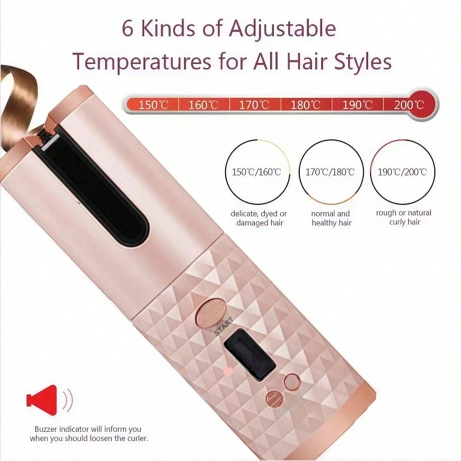 Automatic Curling Iron, Cordless Auto Hair Curler, Ceramic Rotating Hair Curler, Portable ...