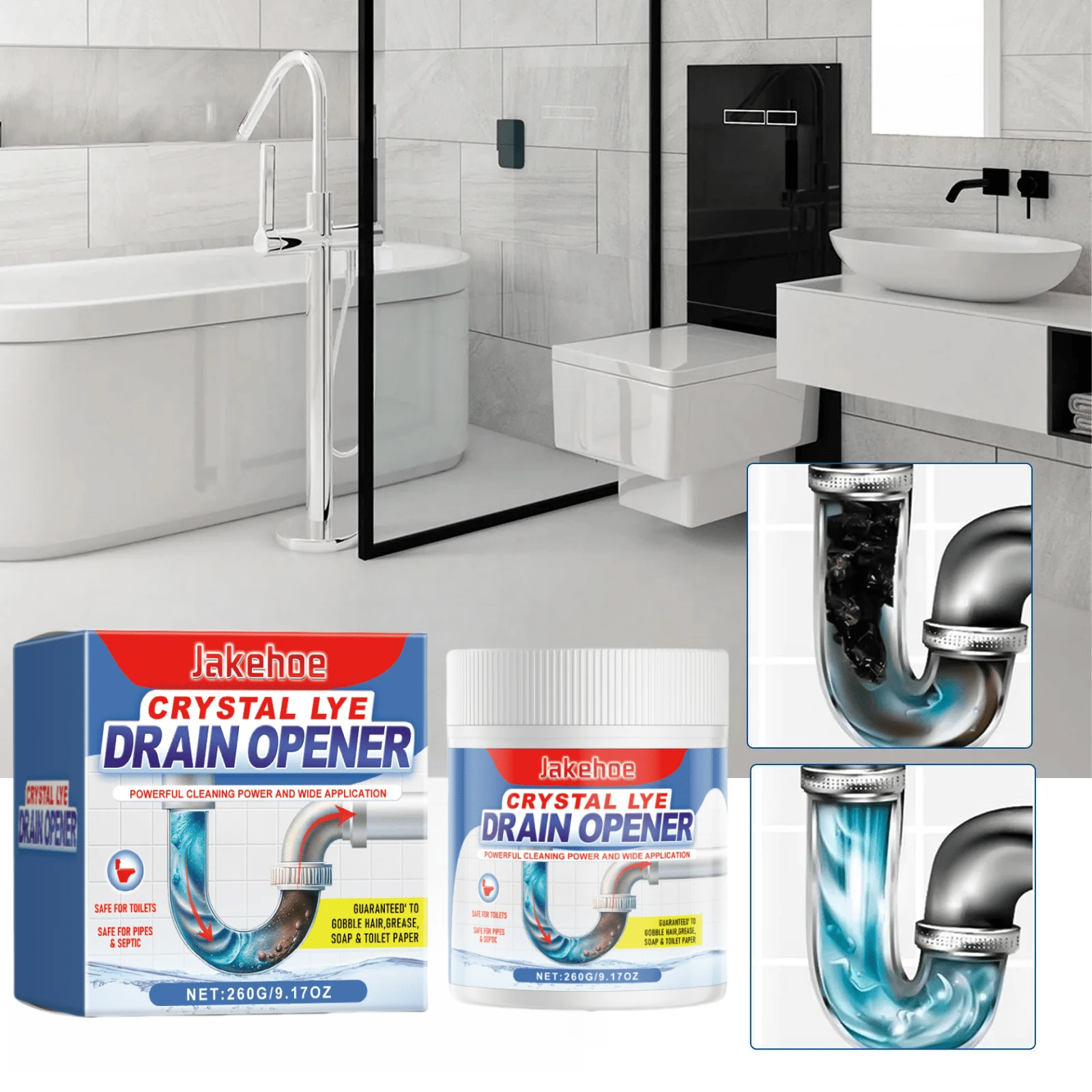 Drain Pipe Cleaning Powder, Dissolving & Unclogging Cleaner For Kitchen ...