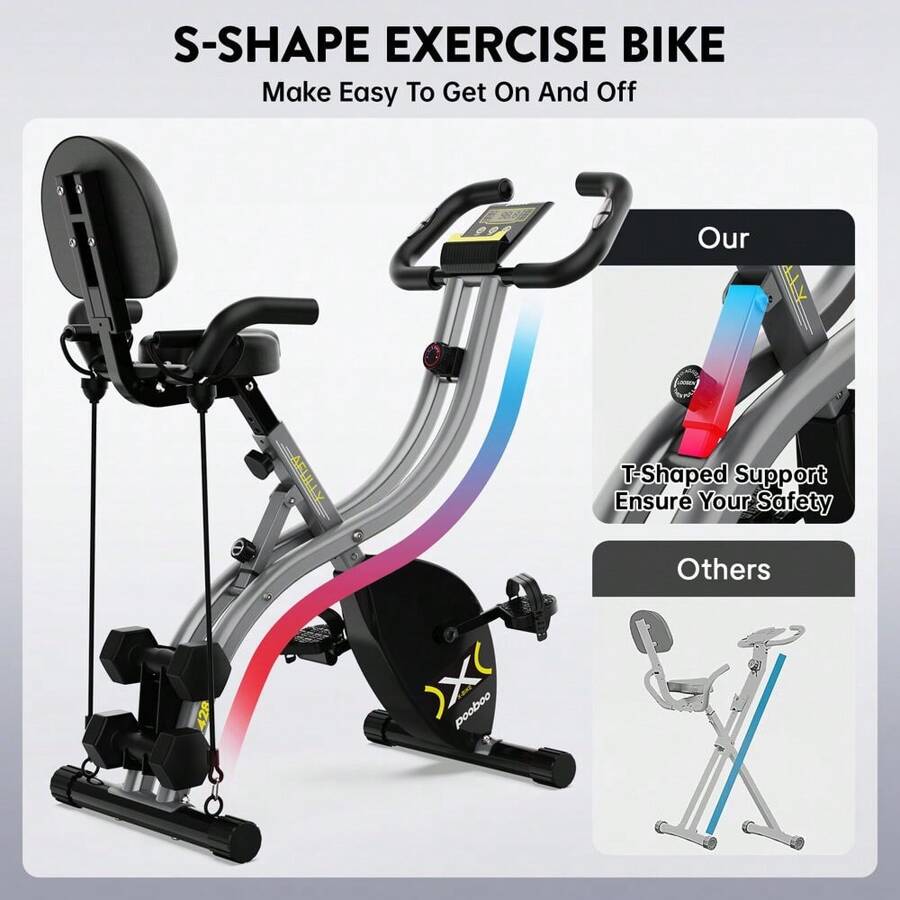 Home 3-In-1 Exercise Bike Folding Stationary Exercise Bikes Fitness ...